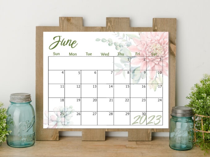 Free 2023 Watercolor Calendar Printable