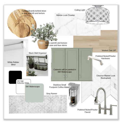 Light and Airy RV Renovation Kitchen Design Board